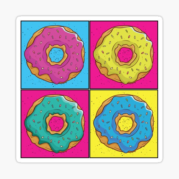 "Colorful pop art donuts" Sticker for Sale by Donutlovers | Redbubble