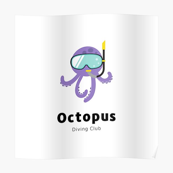 "Octopus diving club" Poster for Sale by Art-Echo | Redbubble