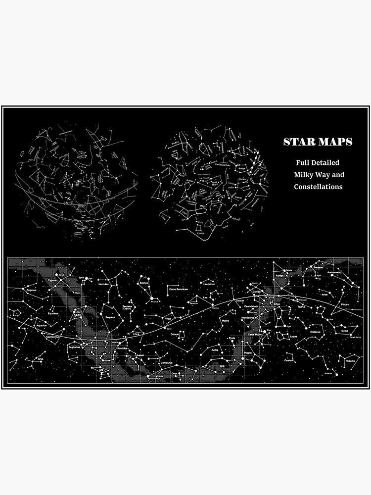 " STAR MAPS MILKY WAY and CONSTELLATIONS : Night Sky Print" Poster for ...