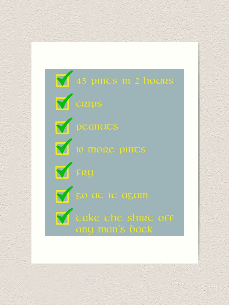 "Paddy Losty Pintman Checklist " Art Print for Sale by LavoieSSwati ...