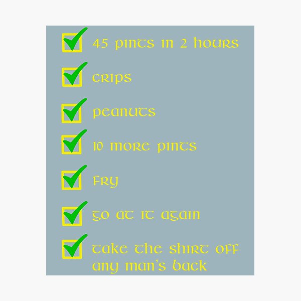 "Paddy Losty Pintman Checklist " Photographic Print for Sale by ...