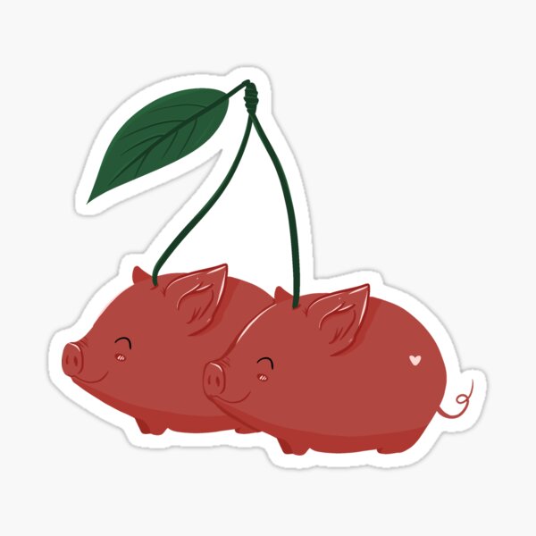 "Cute cherry pigs " Sticker for Sale by ngeklang | Redbubble