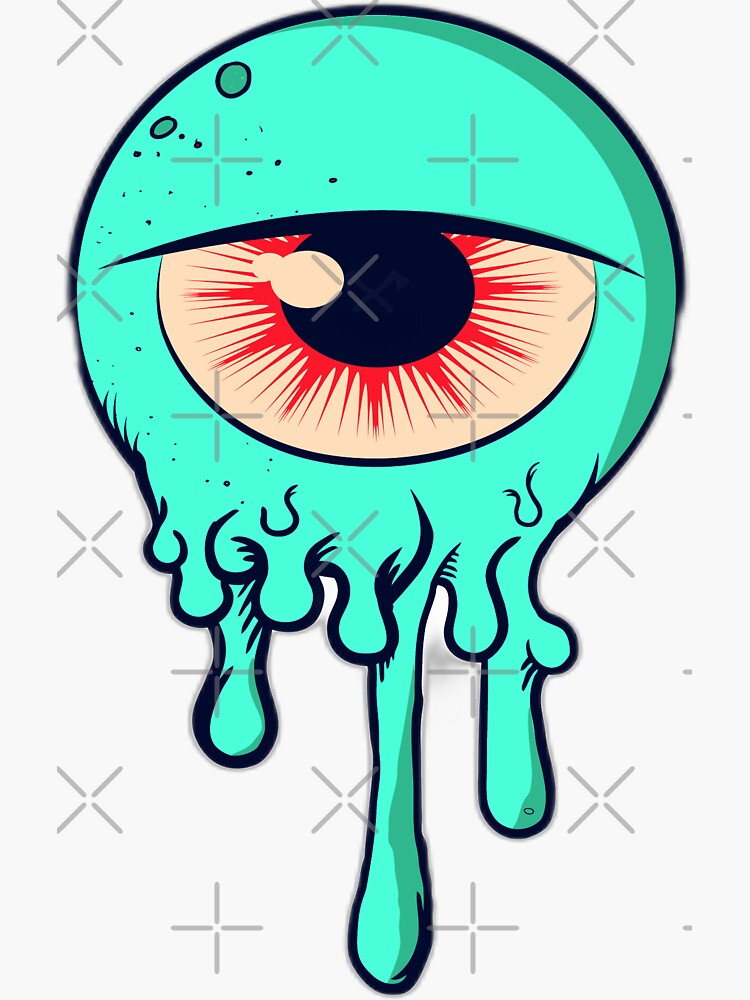 "Cyan Monster Eye melting" Sticker for Sale by designedbyYK | Redbubble
