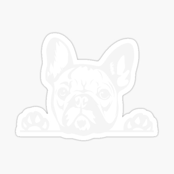 "Frenchie Outline White" Sticker for Sale by Most-Mysterious | Redbubble
