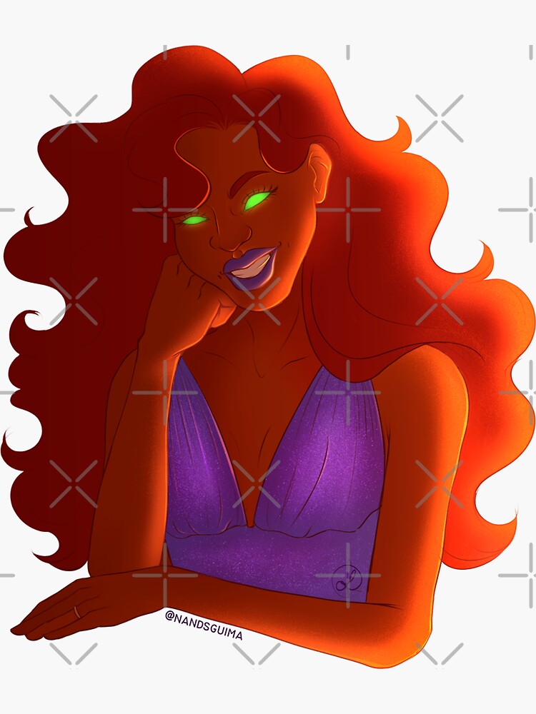 "Starfire portrait~" Sticker for Sale by nandsguima | Redbubble