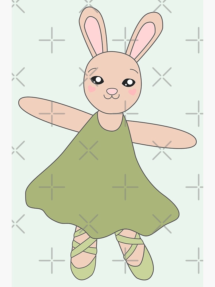 "Ballerina Bunny Ballet Rabbit Green Dress Dancing Kawaii" Poster for ...