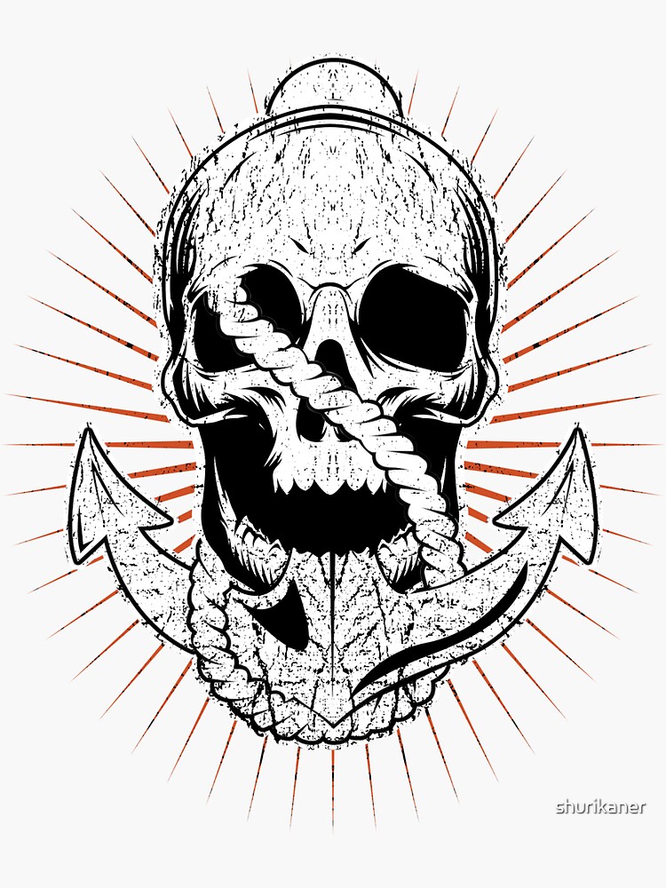 "Anchor and skull boat captain Maritime skeleton" Sticker for Sale by ...