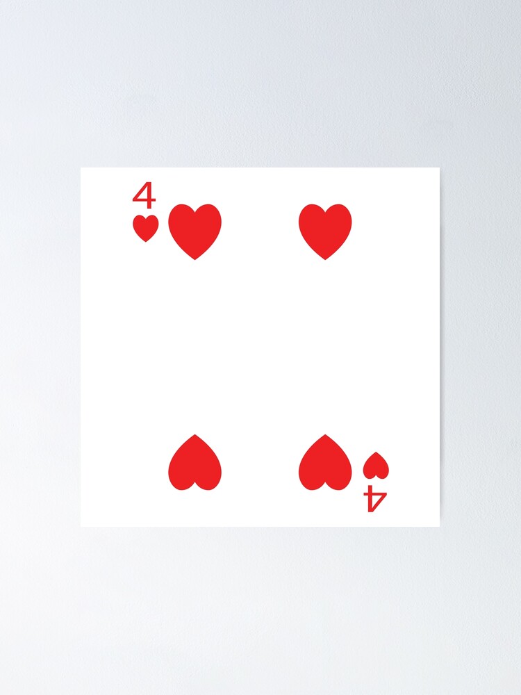 "Four of Hearts Playing Card Poker Card" Poster for Sale by johnta17 ...