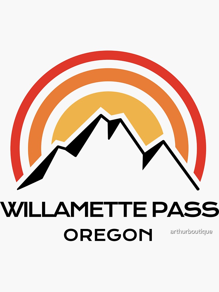 "Willamette Pass Mountain Oregon Sun - Willamette Pass Resort" Sticker ...