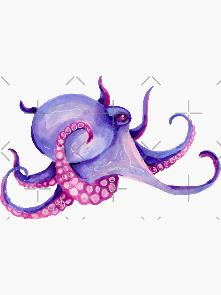 "Purple and Pink Octopus Ink Painting" Sticker for Sale by ...