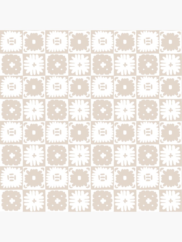 "Checkered Flowers in Tan" Sticker for Sale by beckybailey | Redbubble