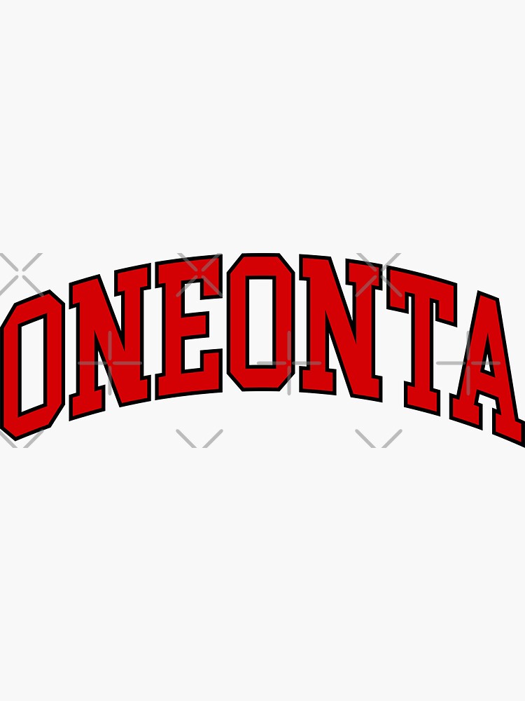"oneonta - college font curved" Sticker for Sale by scollegestuff | Redbubble