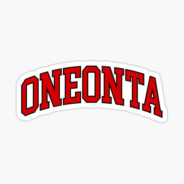 "oneonta - college font curved" Sticker by scollegestuff | Redbubble
