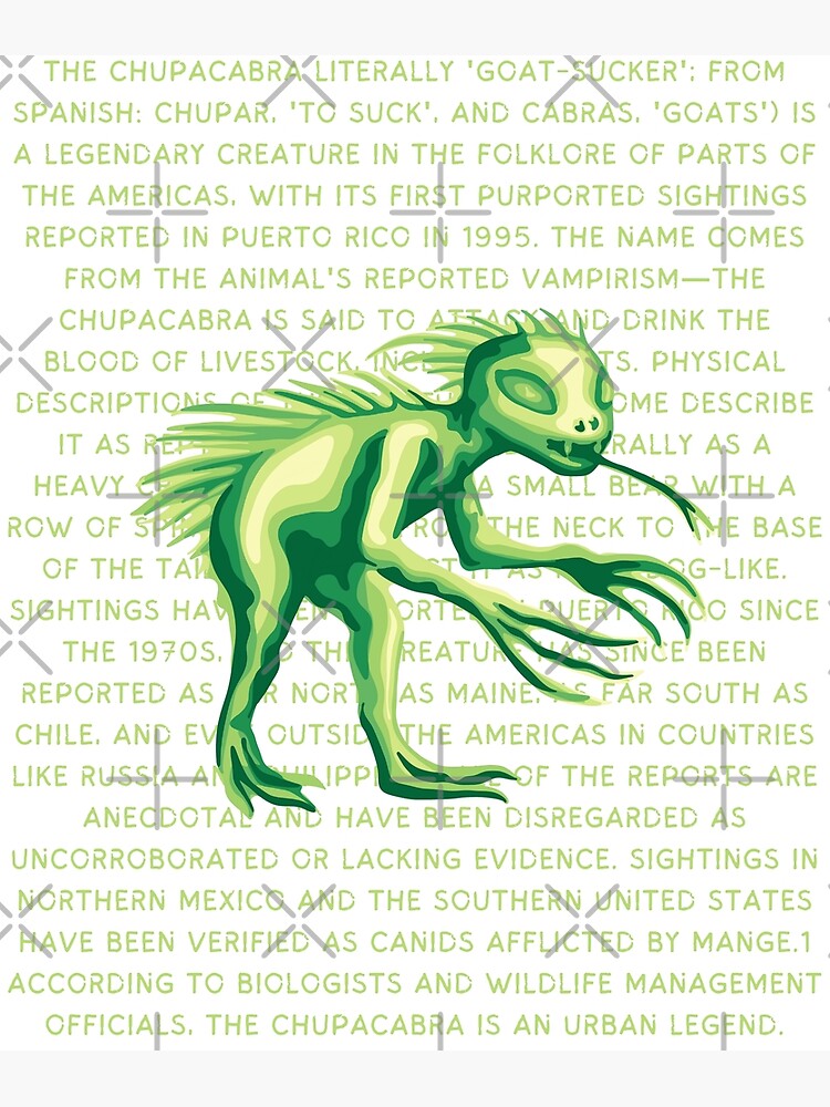 "Chupacabra -Information" Poster for Sale by unhingedheather | Redbubble