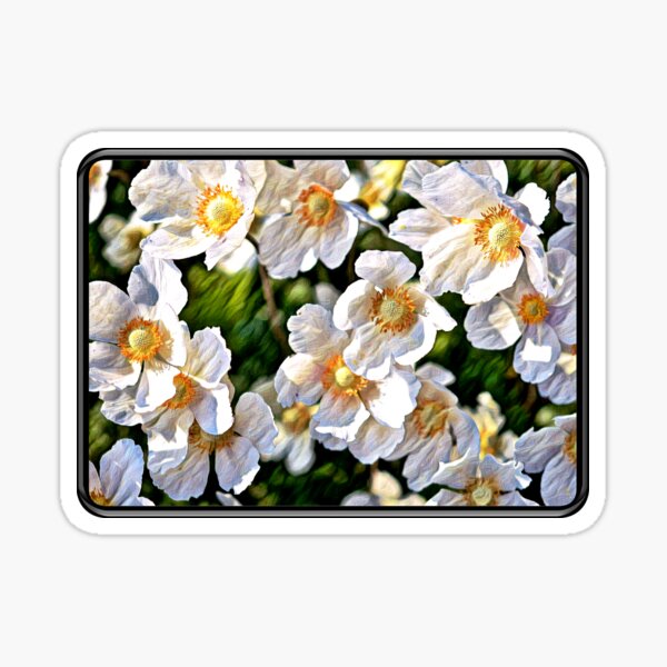 "Stickers of Art with White Flowers" Sticker for Sale by ECaseyArtworks ...