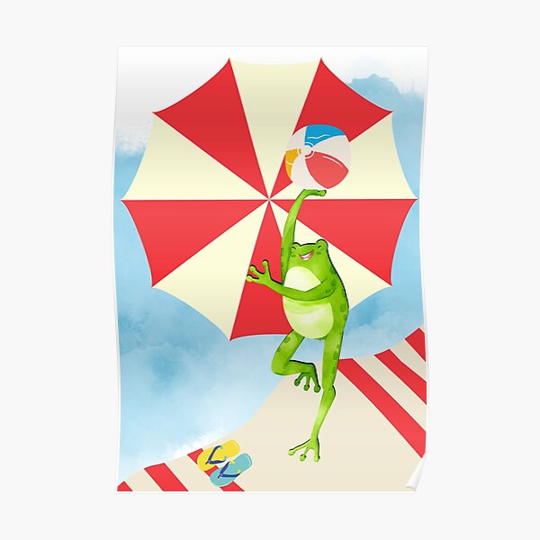 "It's Beach Time - Frog at the Beach - Summer Ideea Positivity Gift for ...