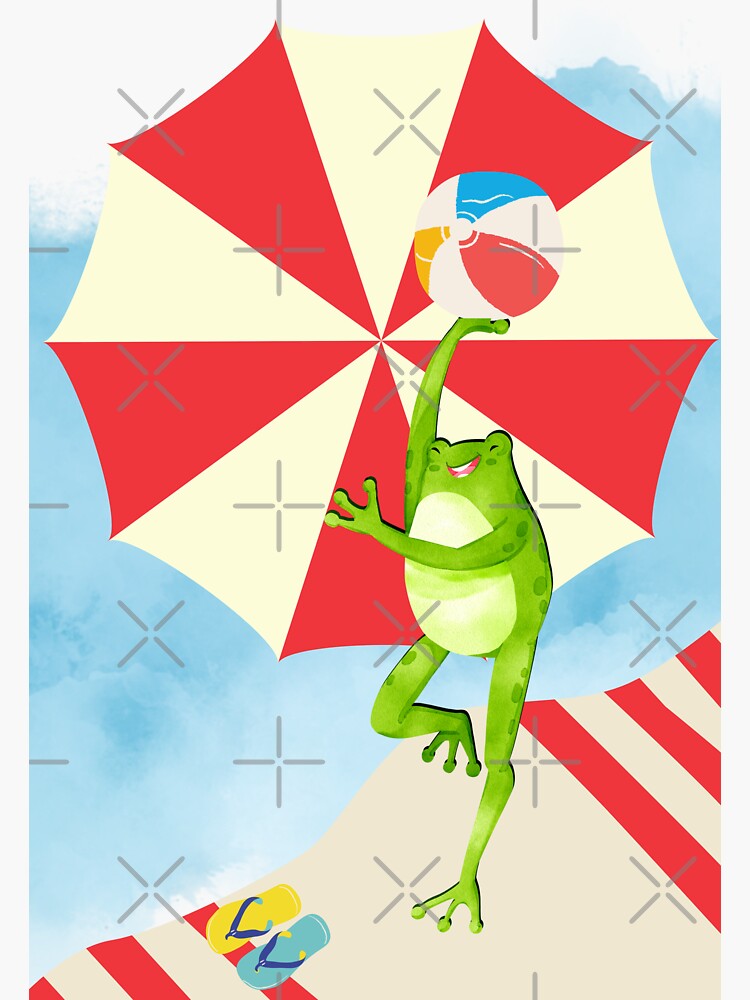 "It's Beach Time - Frog at the Beach - Summer Ideea Positivity Gift for ...