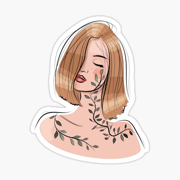"Women with leaves on her shoulder " Sticker by Mialunaa | Redbubble