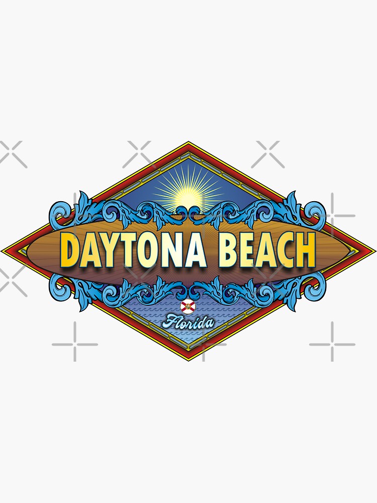"Daytona Beach Florida surfboard emblem" Sticker for Sale by SoulSafe ...