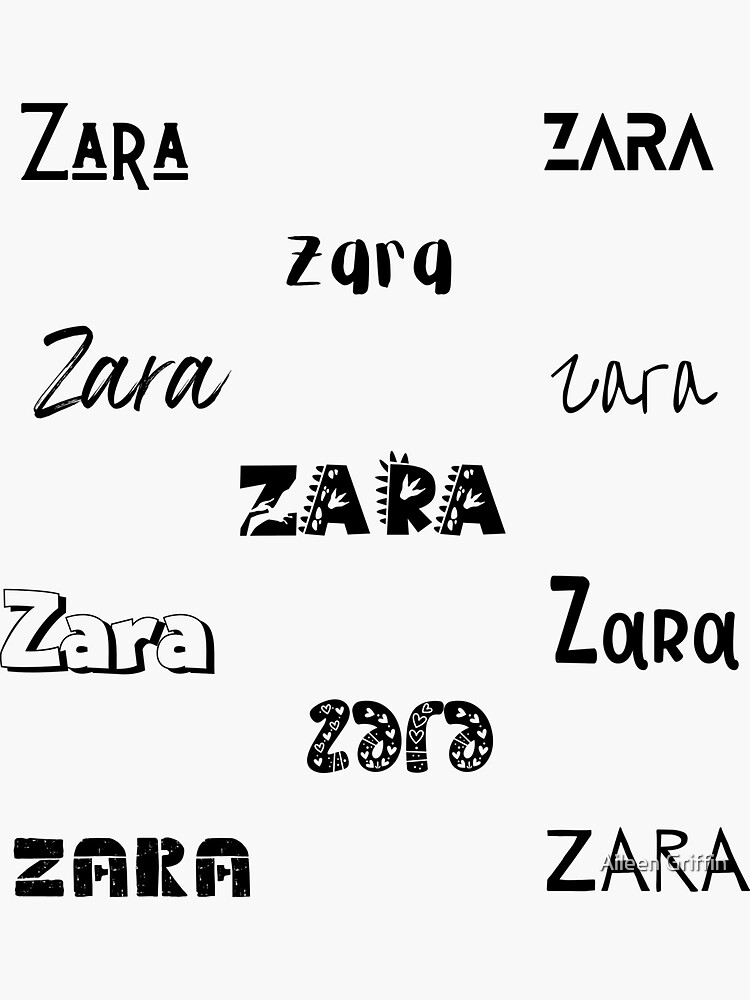 "Zara stickers in 10 different fonts" Sticker for Sale by magleen ...