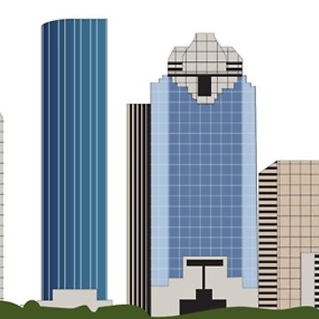 "HTX Houston Downtown Skyline" Sticker for Sale by unicornusrex | Redbubble
