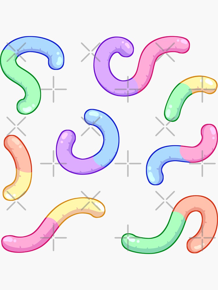 "Gummy Worm Pattern" Sticker for Sale by feralfane | Redbubble
