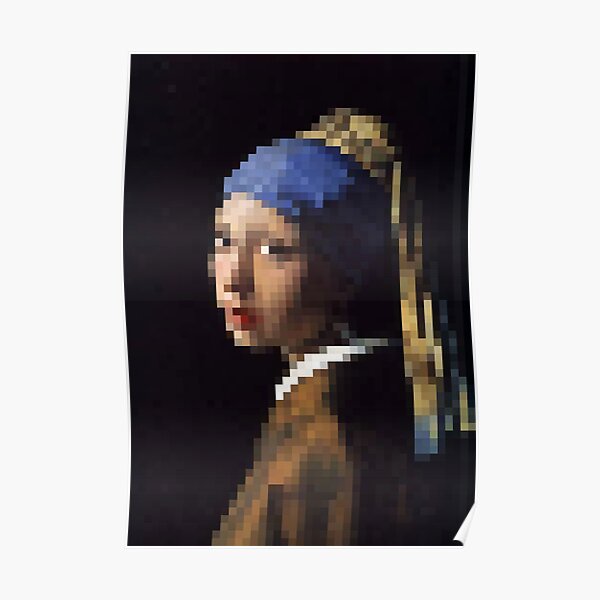 "Girl with a Pearl Earring Painting Pixelated" Poster for Sale by ...
