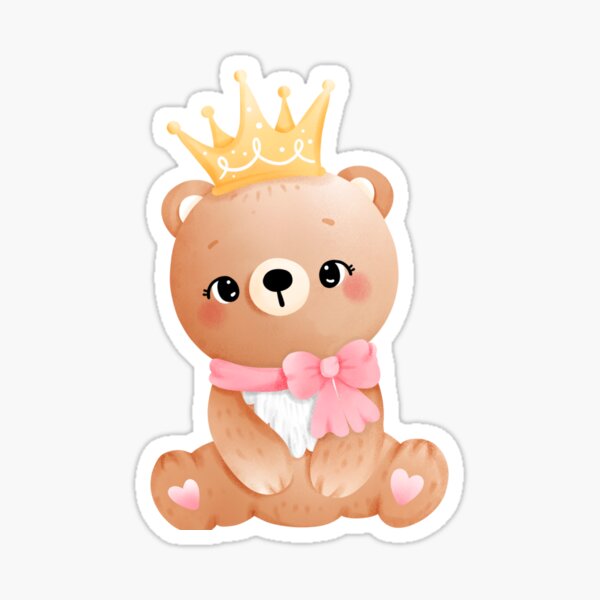 "Sweet teddy bear with crown" Sticker for Sale by SweetKidsDesign ...