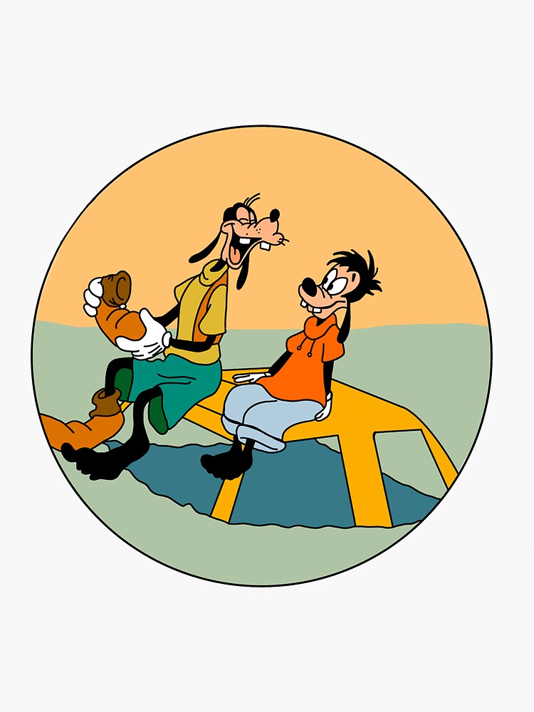 "Max and Goofy floating the river" Sticker by mfassler | Redbubble