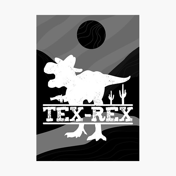 Lámina fotográfica «Dibujos animados de dinosaurio vaquero divertido ...