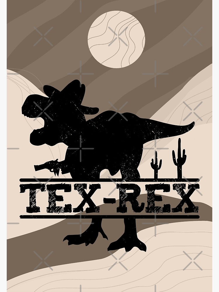 "Tex-Rex Funny Cowboy Dinosaur Cartoon (BLACK)" Poster for Sale by ...