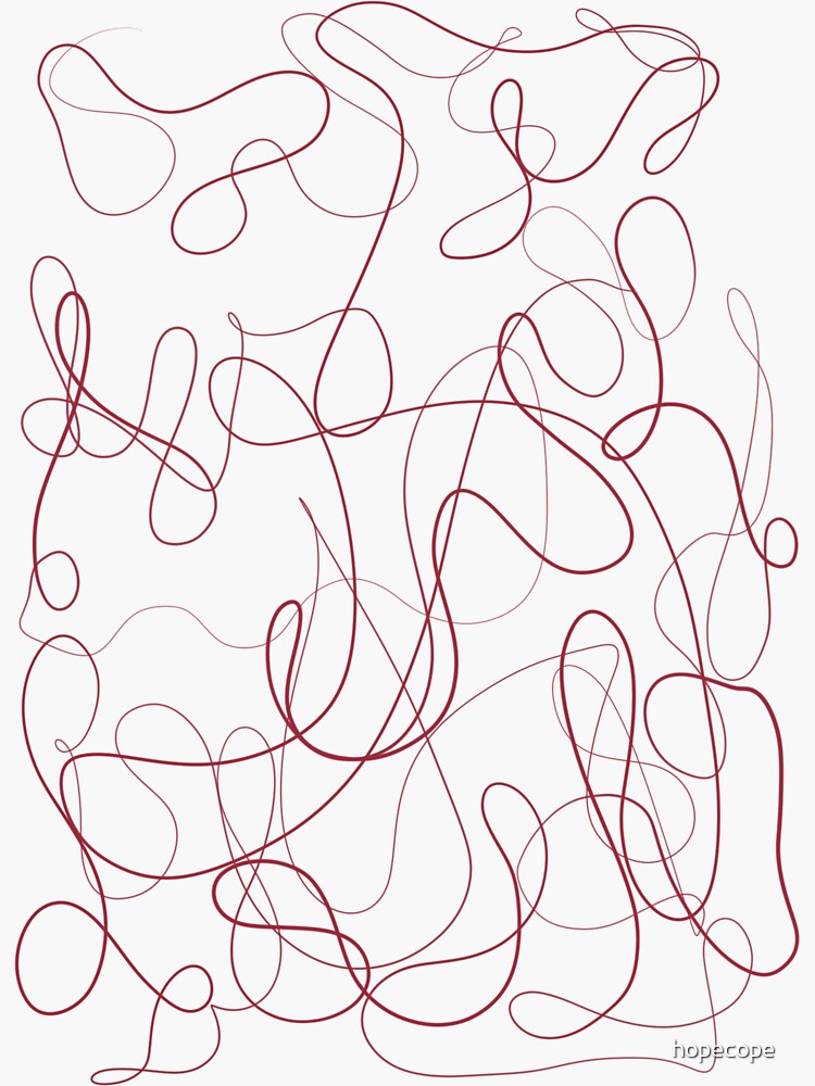 "Red Scribble Doodle Abstract Art Painting Decor Minimalist Lines Line ...