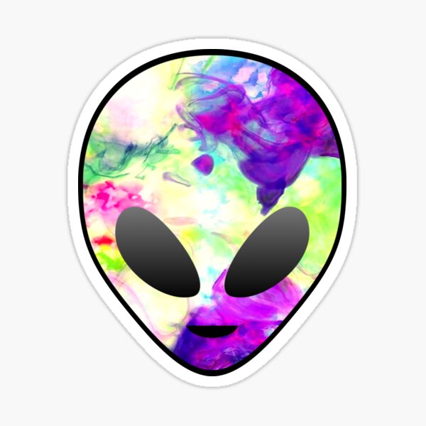 "Cute Alien Cartoon Face silhouette and graphic design" Sticker for ...