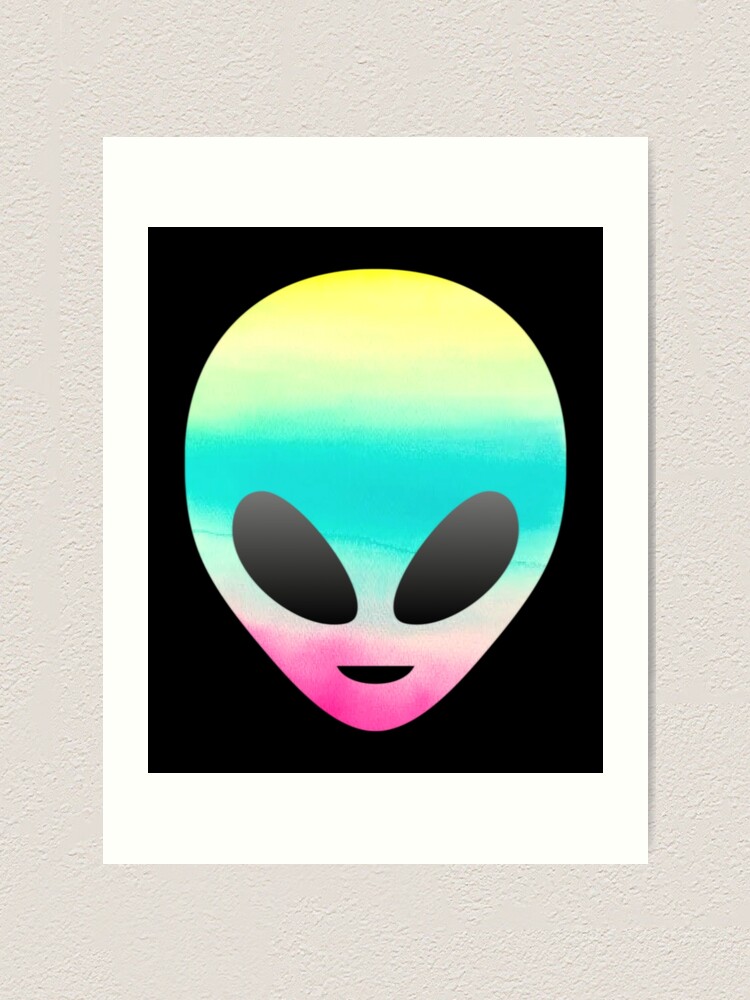 "Cute Alien Cartoon Face silhouette and graphic design" Art Print for ...