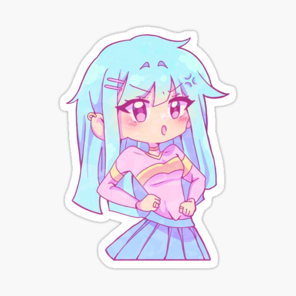 "Cute girl (blue hair)" Sticker for Sale by KittyCatCartoon | Redbubble