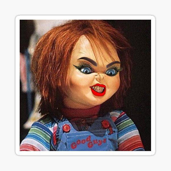 Chucky with makeup Sticker for Sale by sikmnxj Redbubble