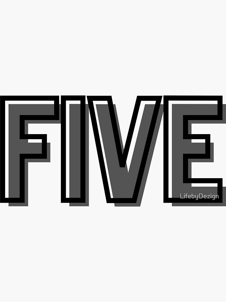 " Cool Aesthetic Black and Grey Number Five for Journals, Phones, Water ...