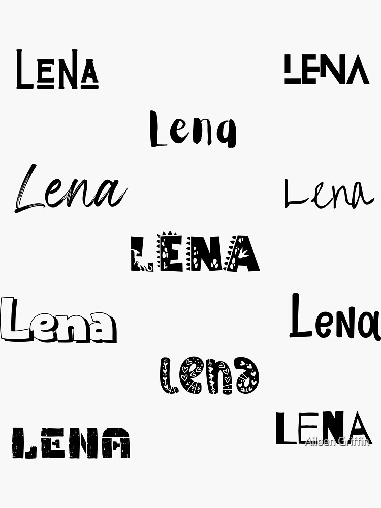"Lena stickers in 10 different fonts" Sticker for Sale by magleen ...