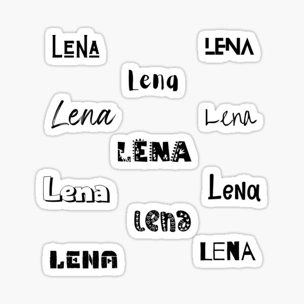 "Lena stickers in 10 different fonts" Sticker for Sale by magleen ...