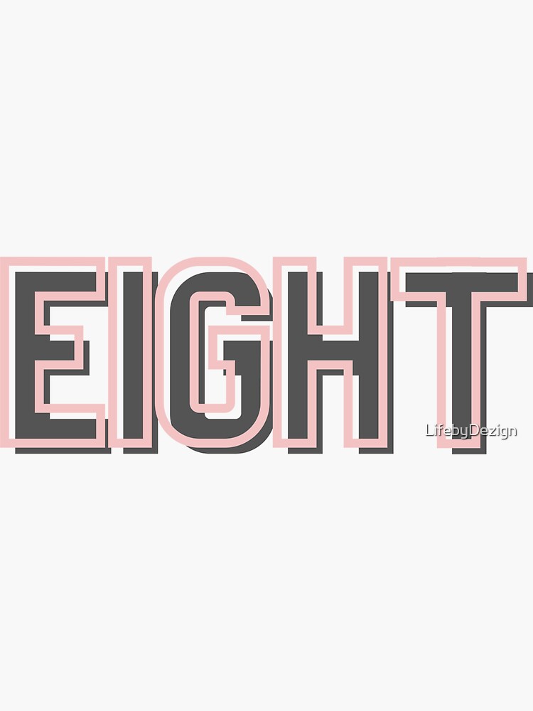 " Cool Aesthetic Pink and Grey Number Eight for Journals, Phones, Water ...