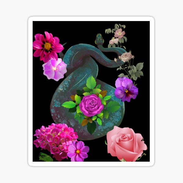 "Boa Constrictor With Purple & Pink Flowers Design" Sticker for Sale by ...