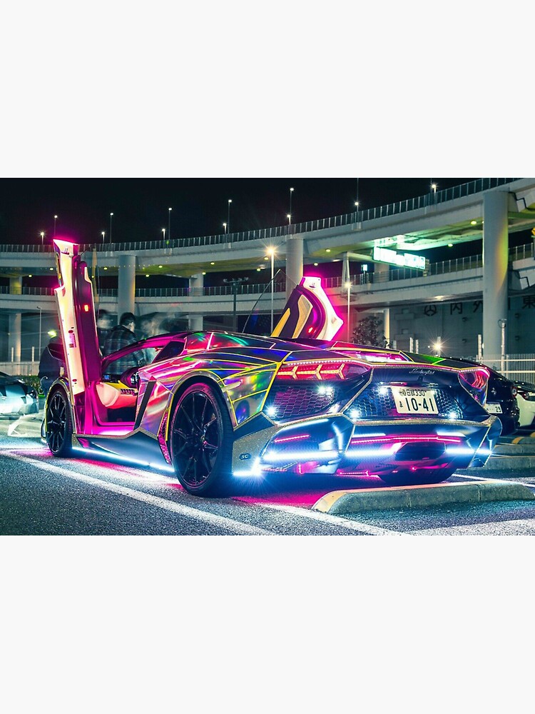 "Neon LED Lamborghini Aventador SVJ" Sticker for Sale by cahyaurniawan ...