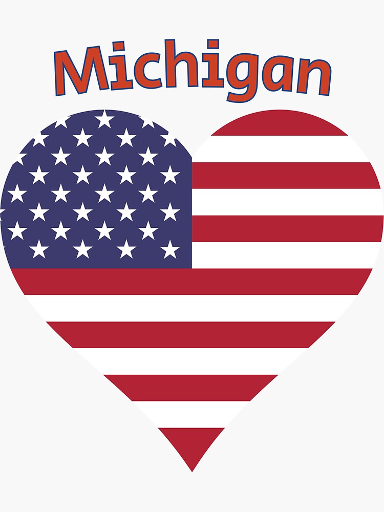 "Michigan American Flag Heart" Sticker for Sale by Queen1120 | Redbubble
