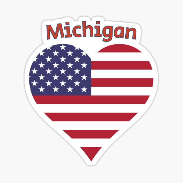 "Michigan American Flag Heart" Sticker for Sale by Queen1120 | Redbubble