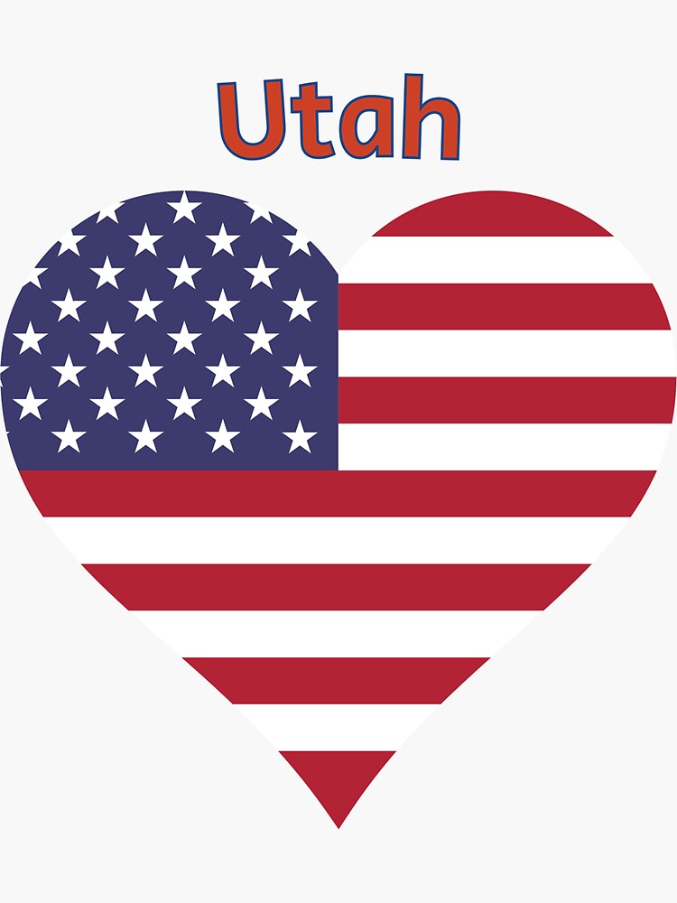 "Utah American Flag Heart" Sticker for Sale by Queen1120 | Redbubble