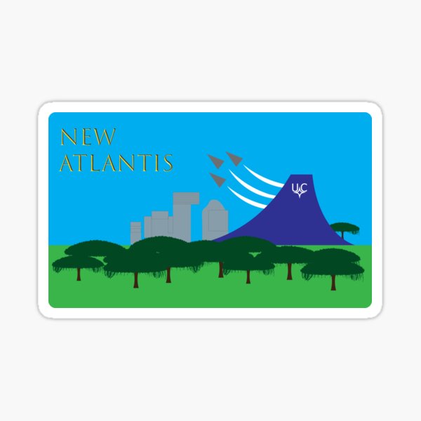 "Visit New Atlantis" Sticker for Sale by OutRiderArt | Redbubble