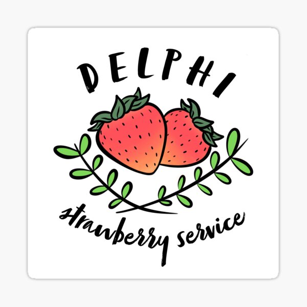 "Delphi Strawberry Service" Sticker for Sale by pjo-disney | Redbubble