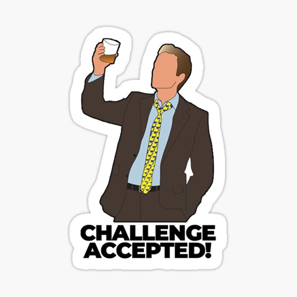 "challenge accepted barney" Sticker for Sale by 28aprilstickers | Redbubble