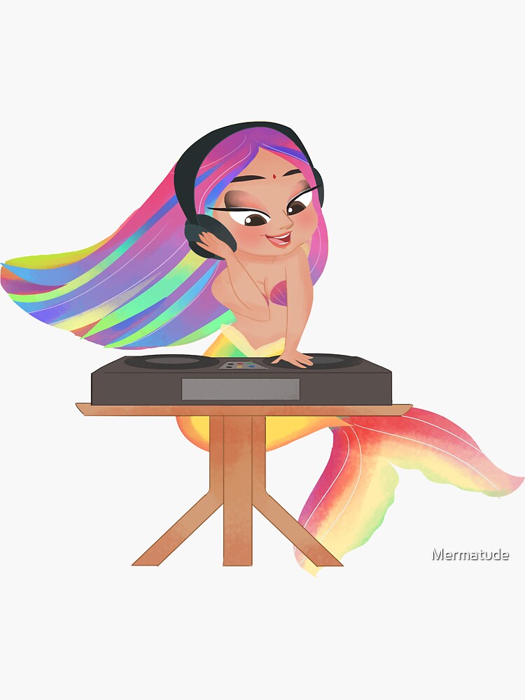 "DJ Mermaid" Sticker for Sale by Mermatude | Redbubble