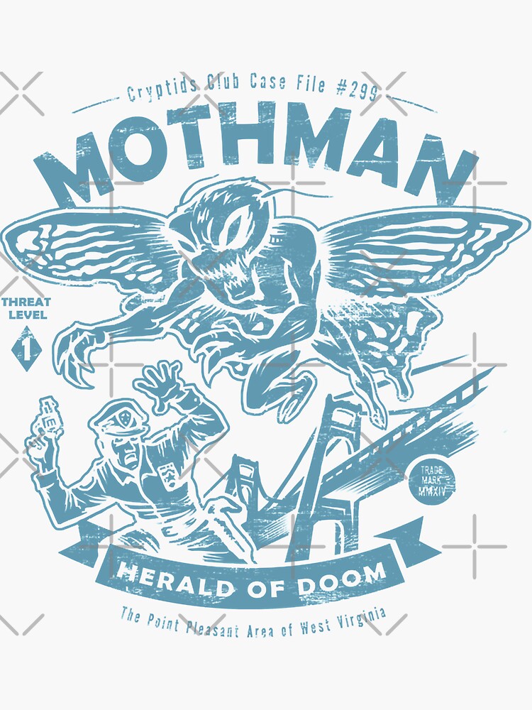 "Mens Funny Mothman Cryptids Club Case File Gifts For Fan" Sticker for ...
